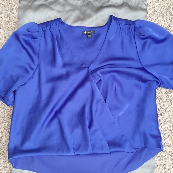 Versona | Tops | Satin Shirt Blouse From Versona Size Medium Royal Blue ...